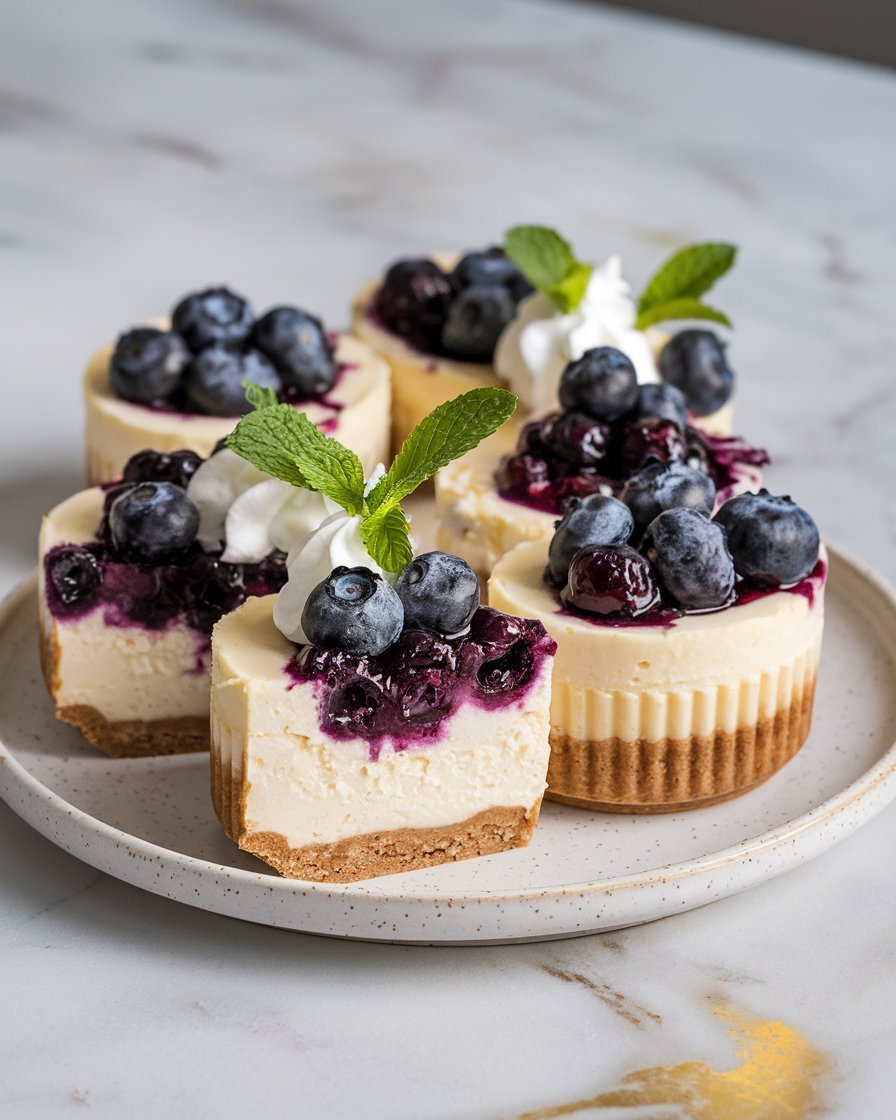 Dreamy Mini Blueberry Cheesecake Recipe - therecipespoon.com